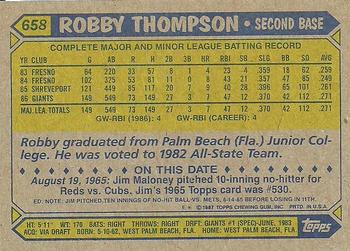 1987 Topps #658 Robby Thompson | Trading Card Database